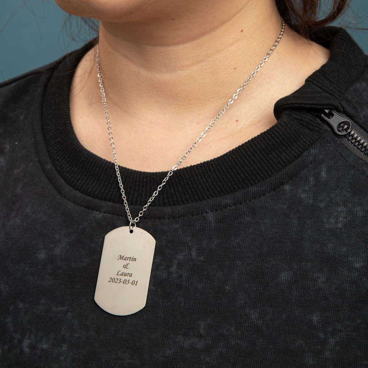 Collier Plaque Militaire Personnalisée en Argent | My Little Necklace